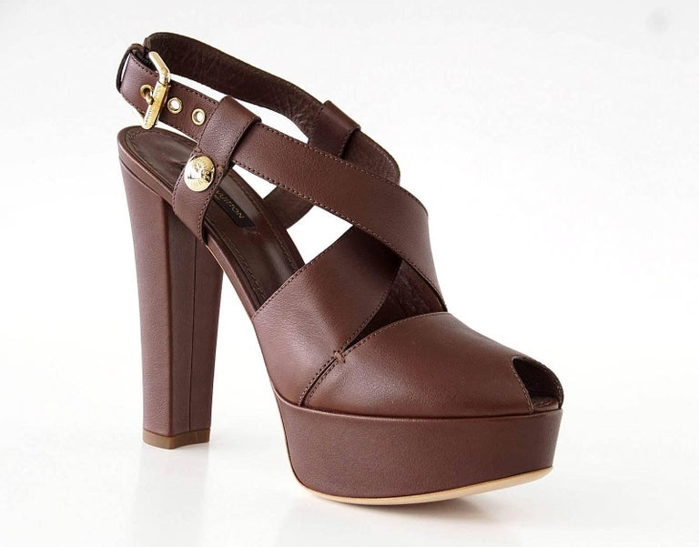 Louis Vuitton Shoe Bold Strap Peeptoe Platform 39 / 9 New For Sale at ...