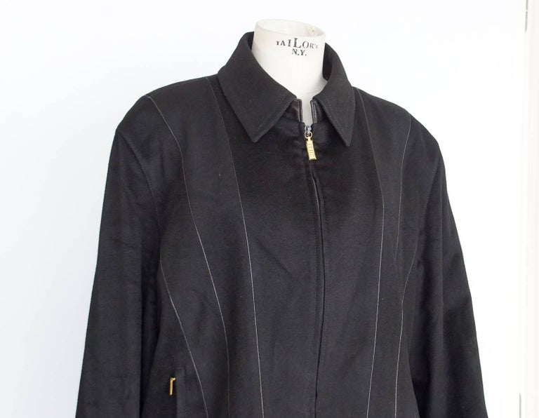 Zilli Men's Cashmere Black Jacket Leather Details Bomber 56 at 1stDibs ...