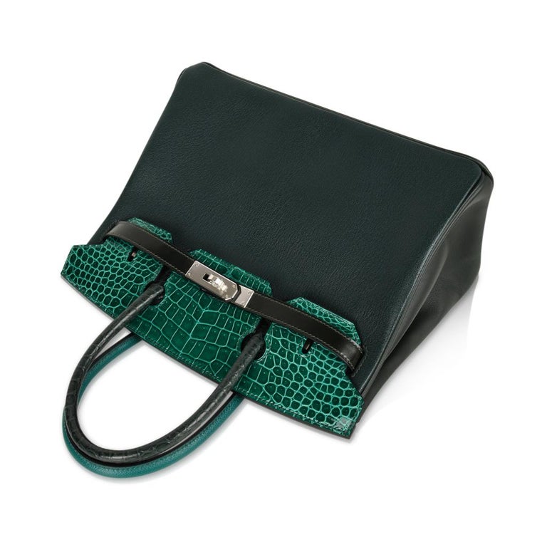 Hermes Birkin 30 Bag Limited Edition Camouflage Emerald Green Crocodile ...