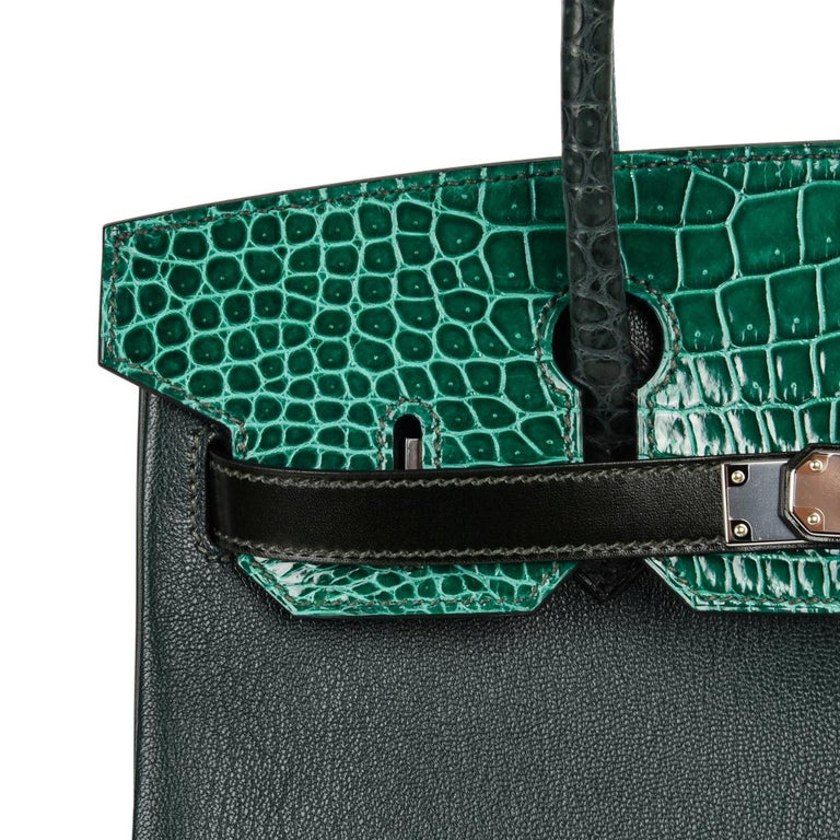 Hermes Birkin 30 Bag Limited Edition Camouflage Emerald Green Crocodile ...