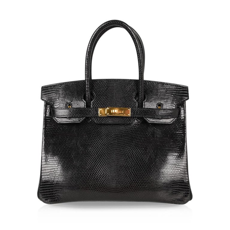 Hermes 30 Birkin Bag Black Lizard Gold Hardware RARE at 1stDibs ...