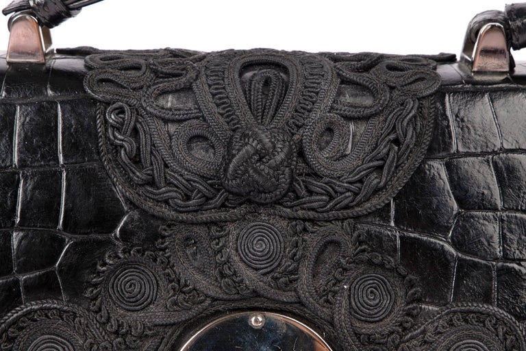 Prada Vintage Black Passementerie Alligator Bag With Silver Hardware at ...