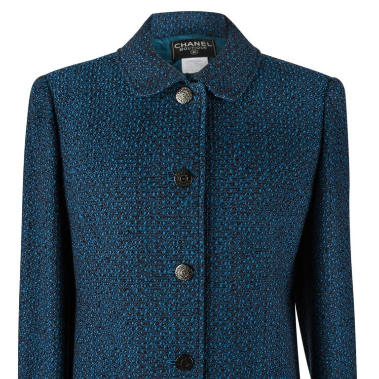 Chanel 97A Blue and Brown Chic Wearable 40 / 6 New Car Coat at 1stDibs