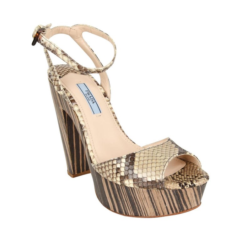 Prada Shoe Snake Ankle Strap Striking Platform 37 / 7 New w/Box For ...
