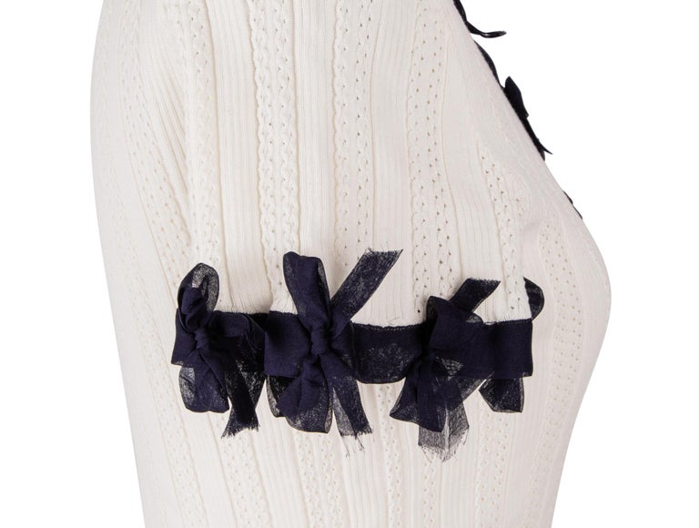 Chanel 06P Winter White Dark Navy Bows Charming Knit Top 44 fits 8 at ...