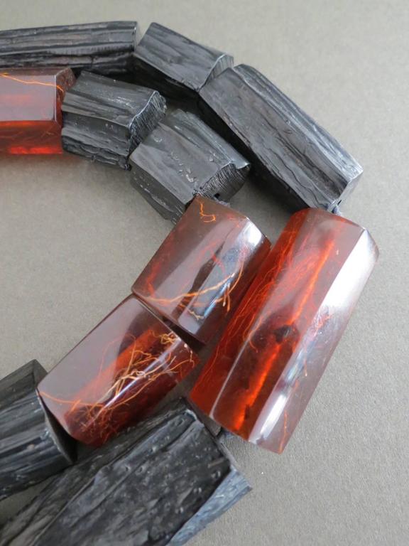 Danish Monies Gerda Lynggaard Pressed Amber Lucite Necklace at 1stDibs