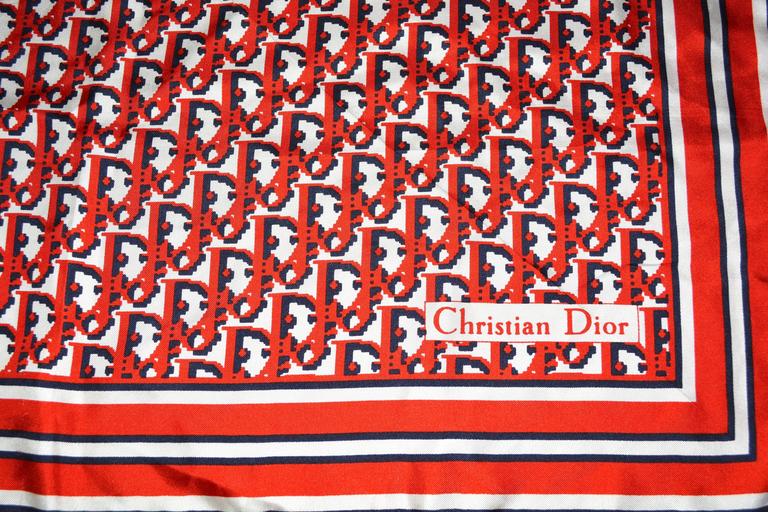Vintage Red Christian Dior Monogram Silk Scarf at 1stDibs | christian ...