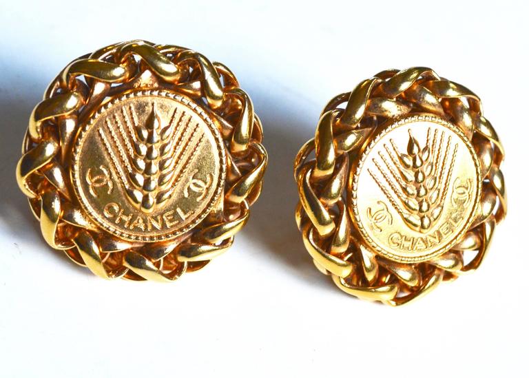 Oversized Signed CHANEL Wheat Earrings For Sale at 1stDibs | oversized ...