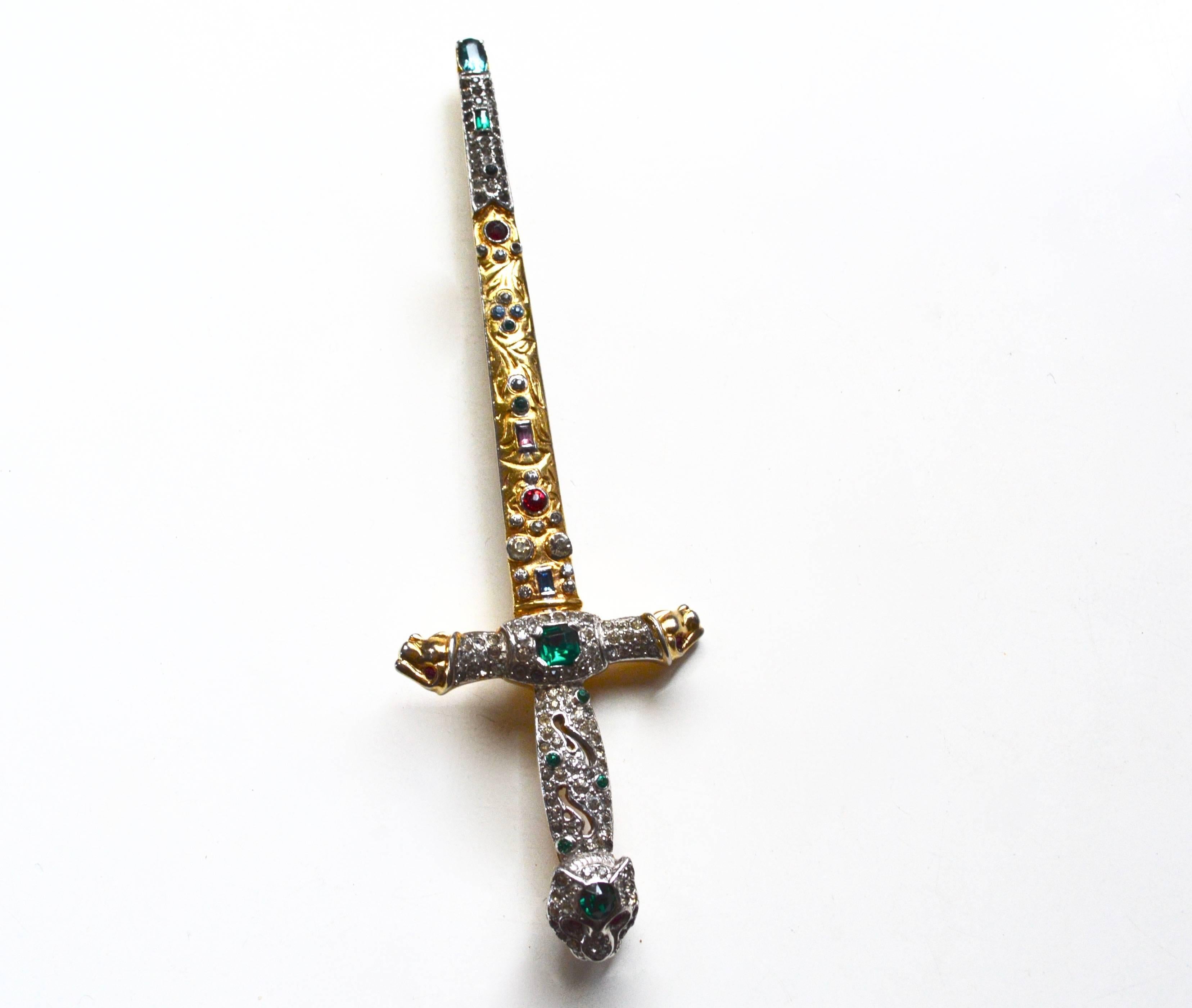 1940s Mazer Jeweled Rhinestone Tiger Sword at 1stDibs