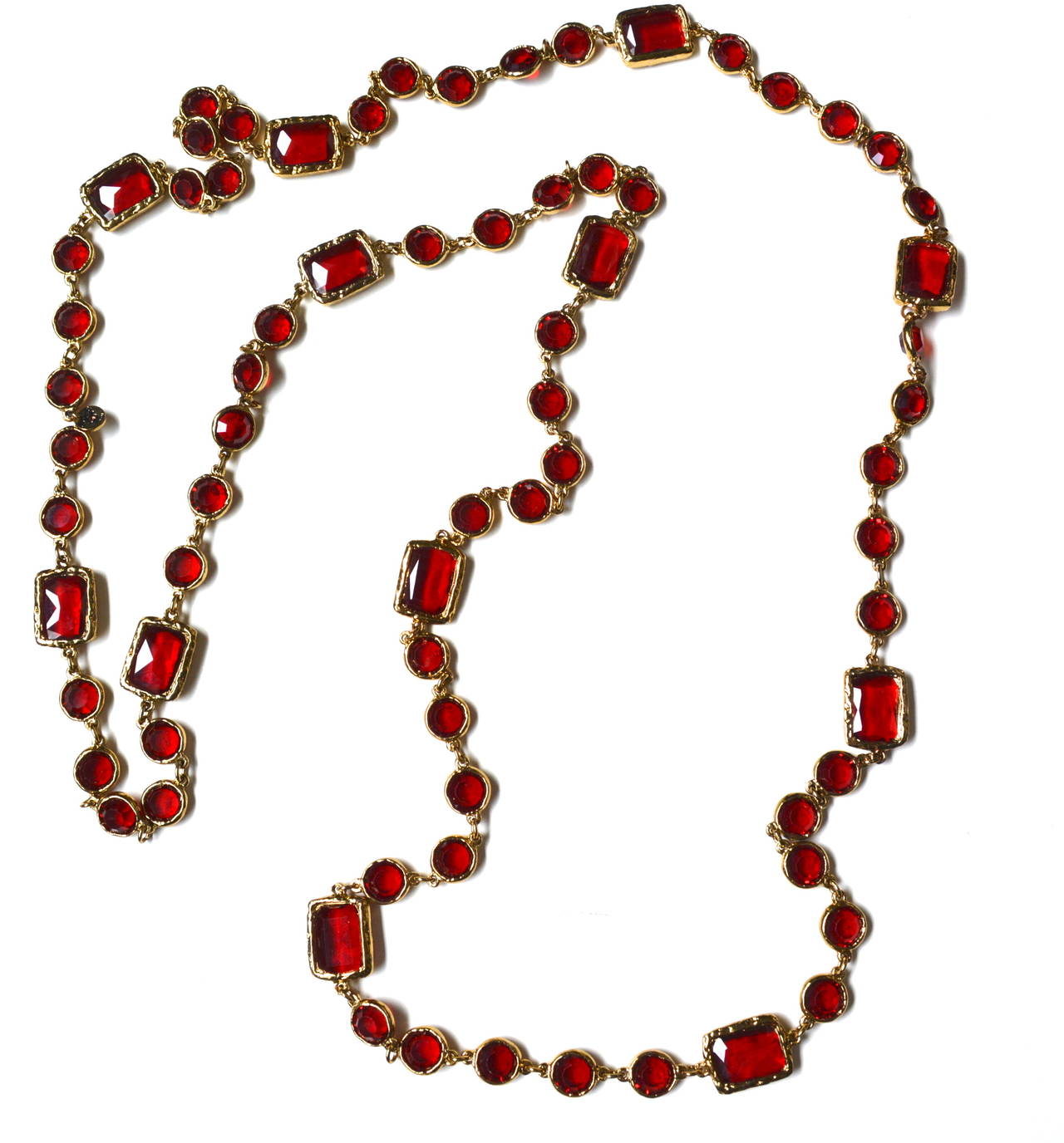 Chanel Chicklet Necklace in Signature Red at 1stDibs