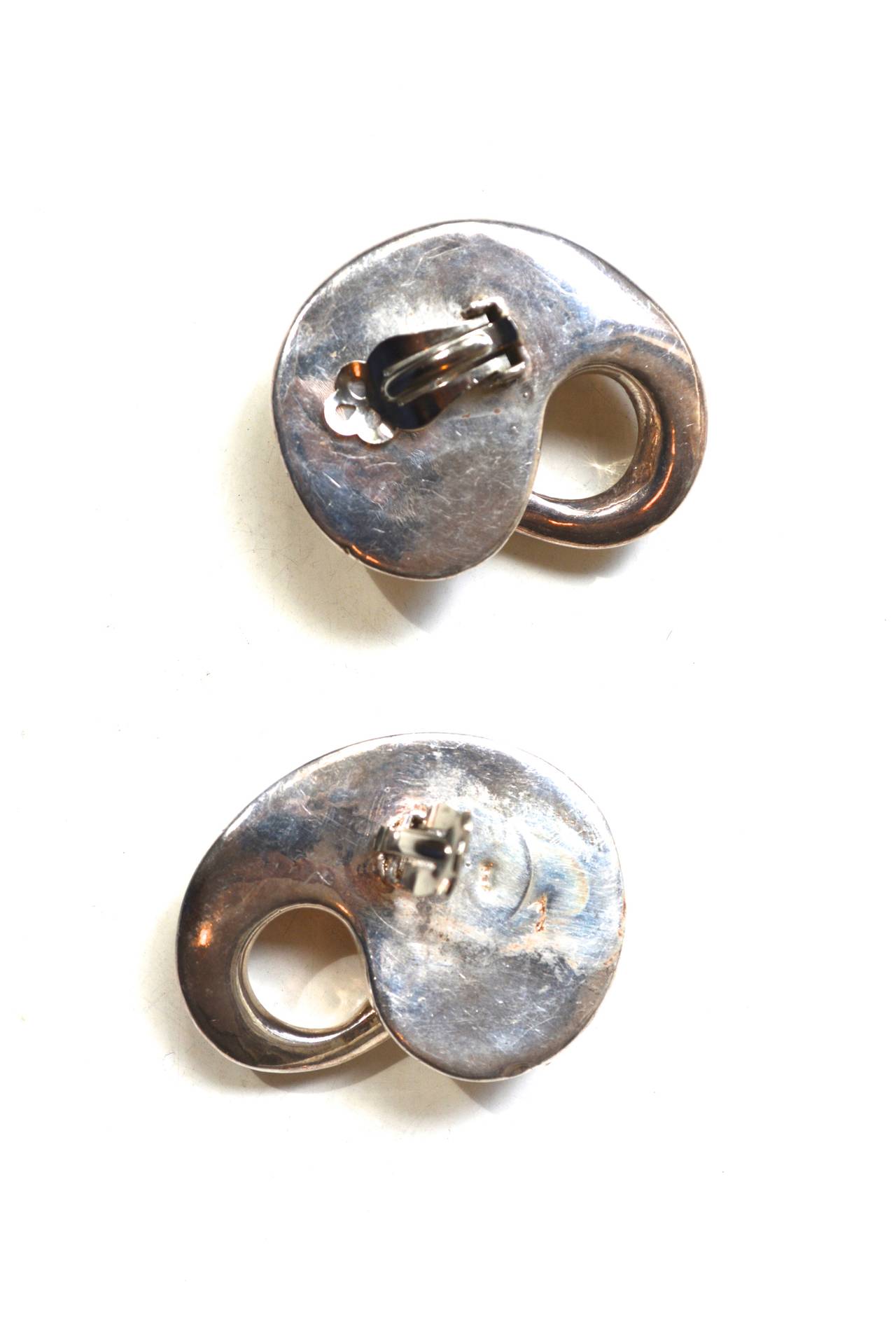 Organic Mod Sterling Earrings For Sale at 1stDibs