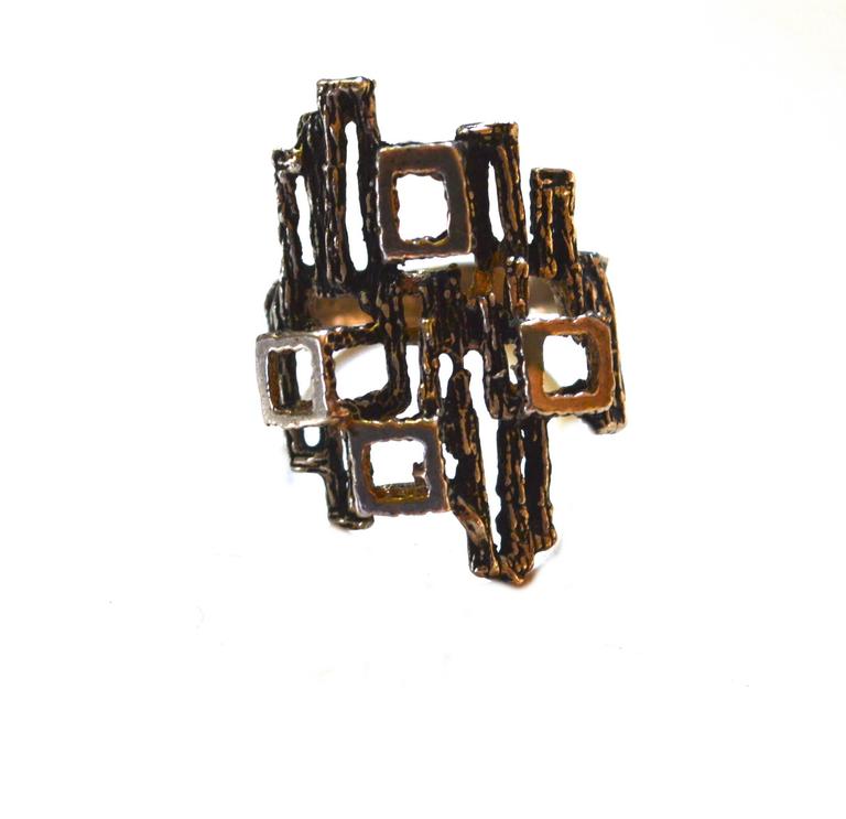 Sterling Brutalist Ring at 1stDibs