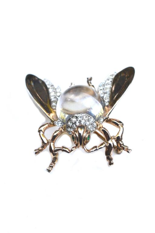 Rare Large Trifari Jelly Belly Fly Brooch / Insect For Sale at 1stDibs
