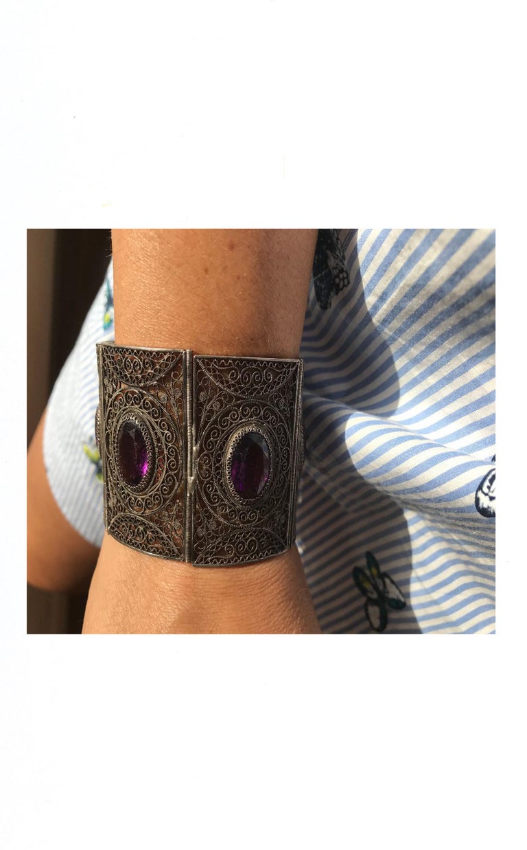 Edwardian Silver Filigree Cuff For Sale at 1stDibs