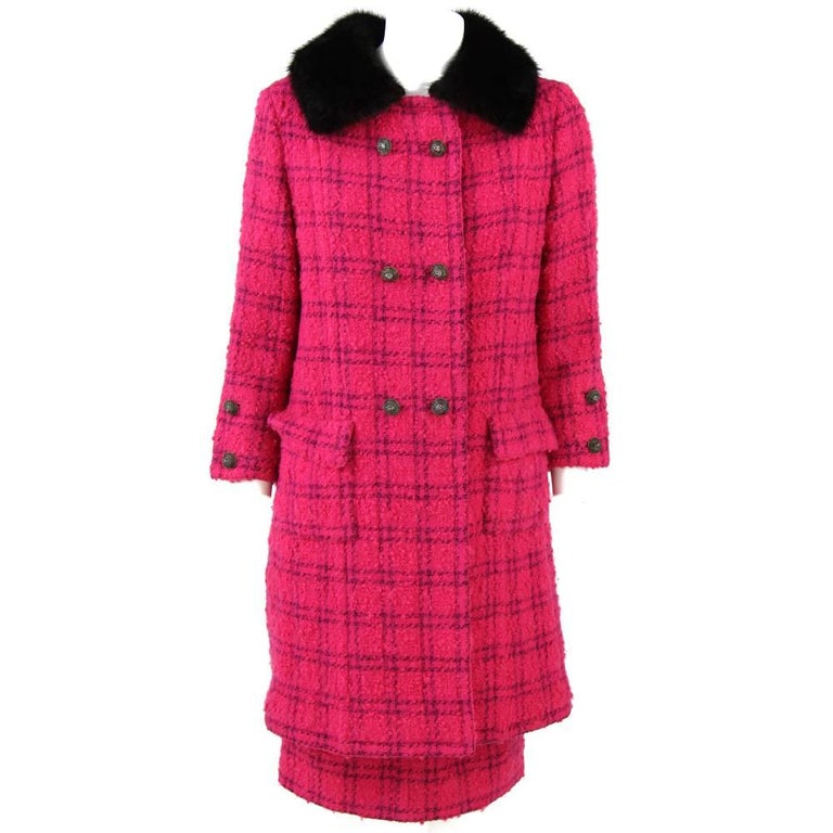 1950s Chanel Couture Shocking Pink Two-Piece Suit at 1stDibs