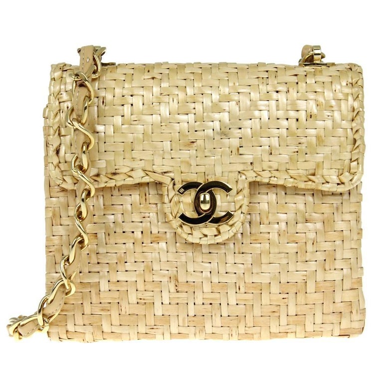 2000s Chanel Rattan Mini Flap Bag at 1stDibs
