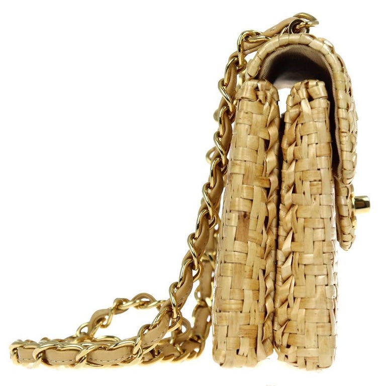 2000s Chanel Rattan Mini Flap Bag at 1stDibs