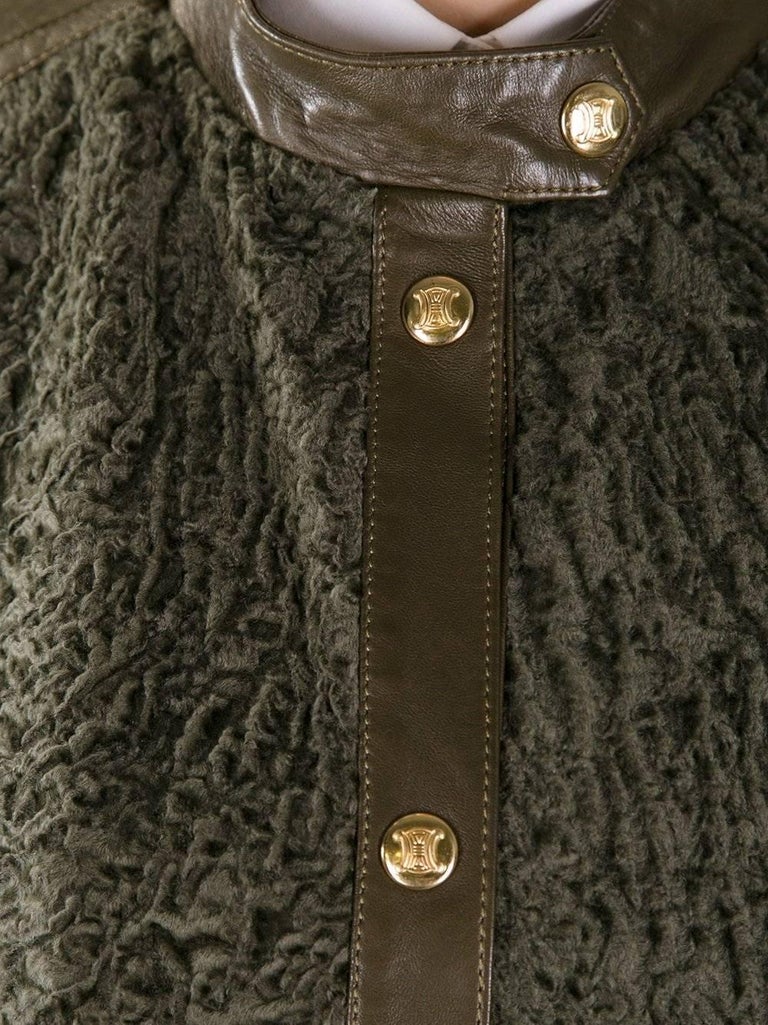 Céline Military Green Leather Vintage Jacket, 2000s at 1stDibs | celine ...