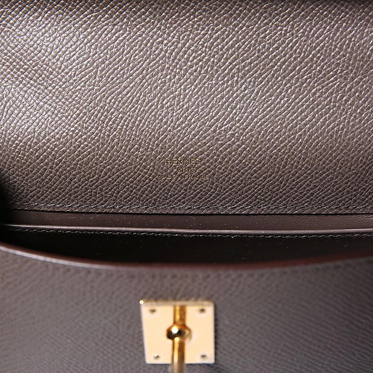 Hermes Mini Kelly Pochette Epsom Leather Etain Color GHW at 1stDibs ...
