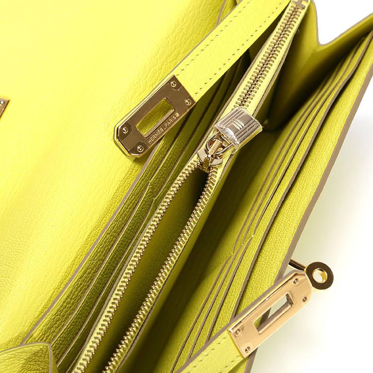 Hermes Kelly Wallet Leather Yellow Color GHW at 1stDibs