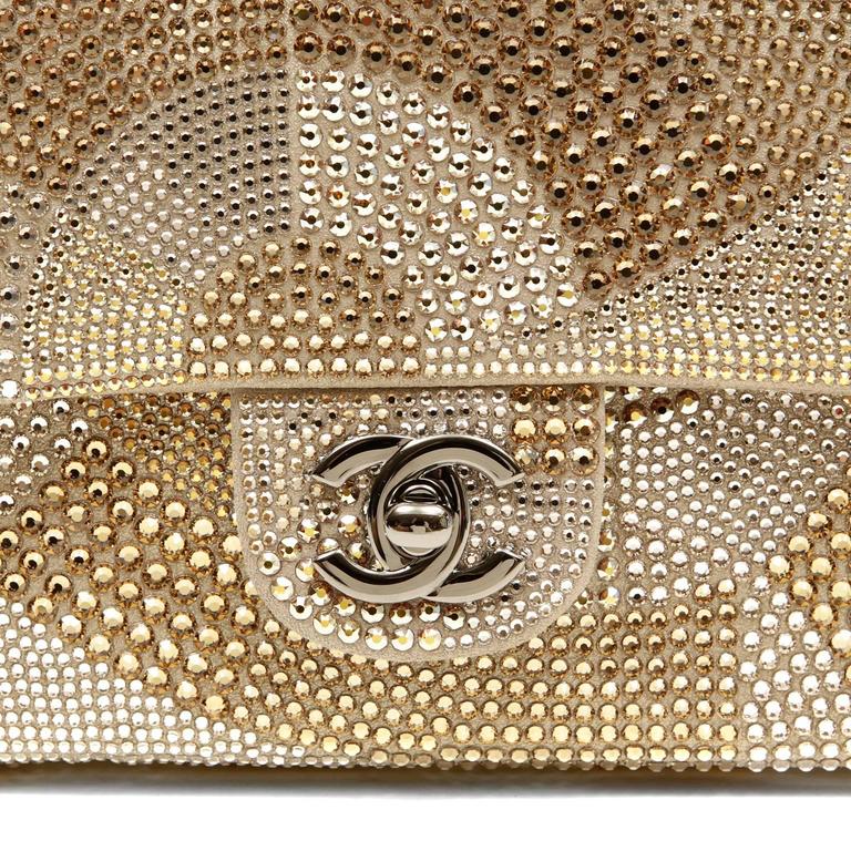 Chanel Gold Silver Crystal Mini Classic Flap- Collectible at 1stDibs