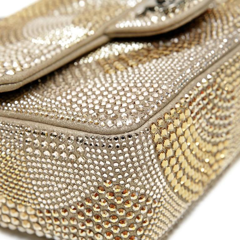 Chanel Gold Silver Crystal Mini Classic Flap- Collectible at 1stDibs