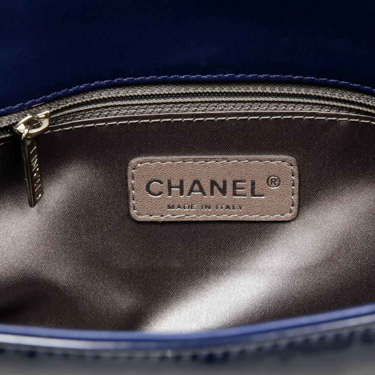 Chanel Navy Blue Patent Leather Reissue Flap Bag- Medium at 1stDibs