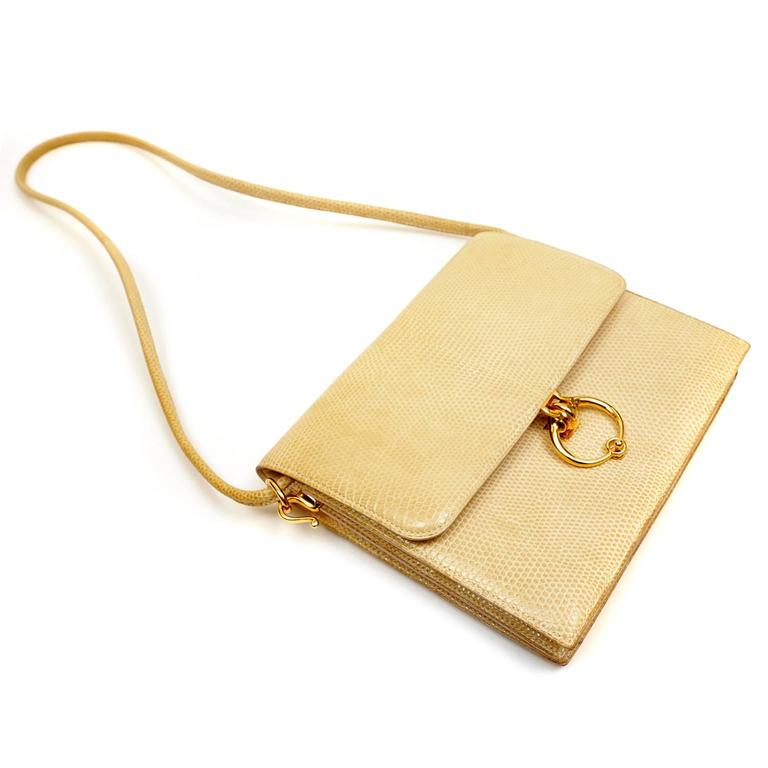 Hermès Beige Lizard Shoulder Bag- Vintage at 1stDibs