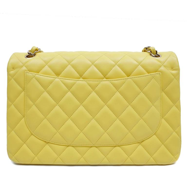 Chanel Yellow Leather Jumbo Classic Double Flap Bag at 1stDibs