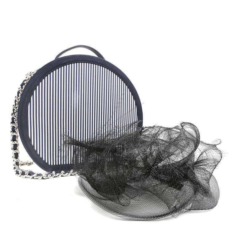 Chanel Navy Striped Hat Box Tote- Cruise 2010 Collection at 1stDibs