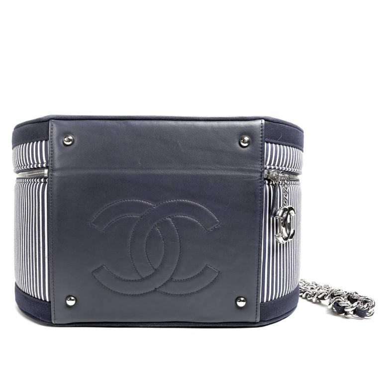 Chanel Navy Striped Hat Box Tote- Cruise 2010 Collection at 1stDibs