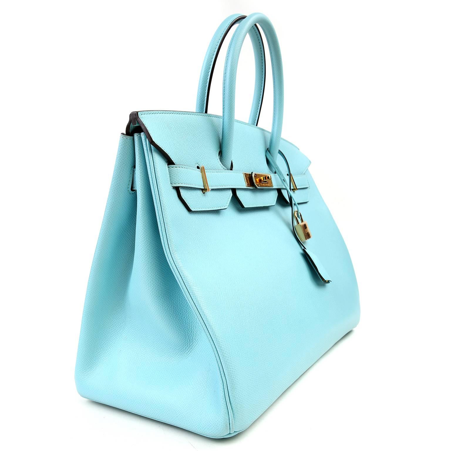 Hermès Blue Atoll 35 cm Epsom Birkin Bag at 1stDibs