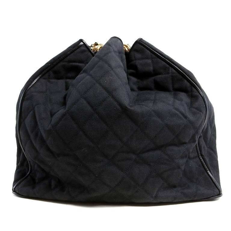 Chanel Black Quilted Canvas Drawstring Shoulder Bag at 1stDibs