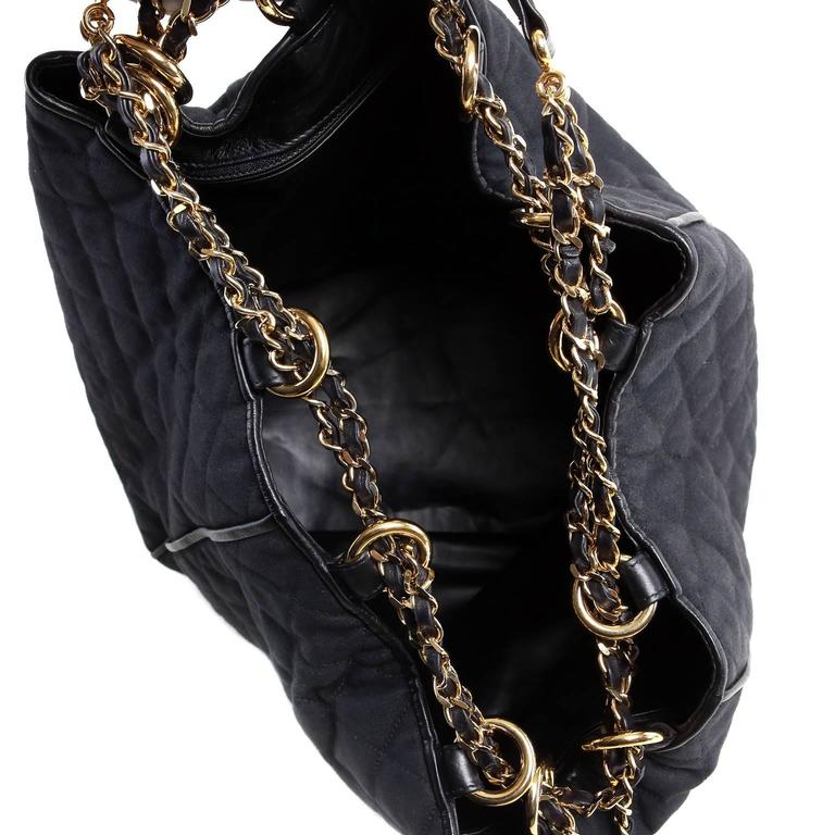 Chanel Black Quilted Canvas Drawstring Shoulder Bag at 1stDibs