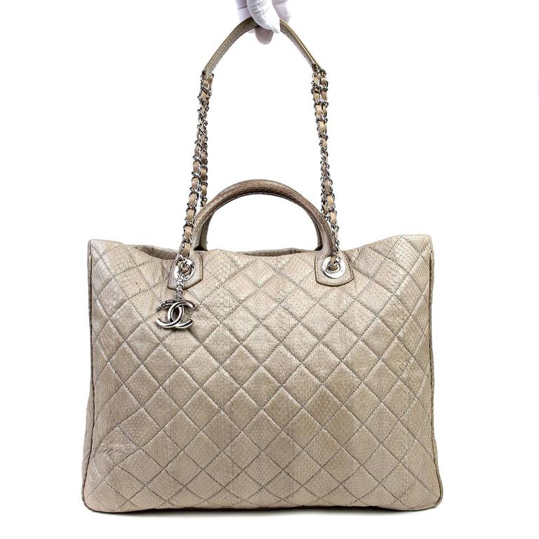 Chanel Taupe Python Large Shopper Tote at 1stDibs | chanel large ...