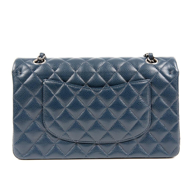 Chanel Navy Blue Caviar Classic Double Flap Bag with SHW at 1stDibs