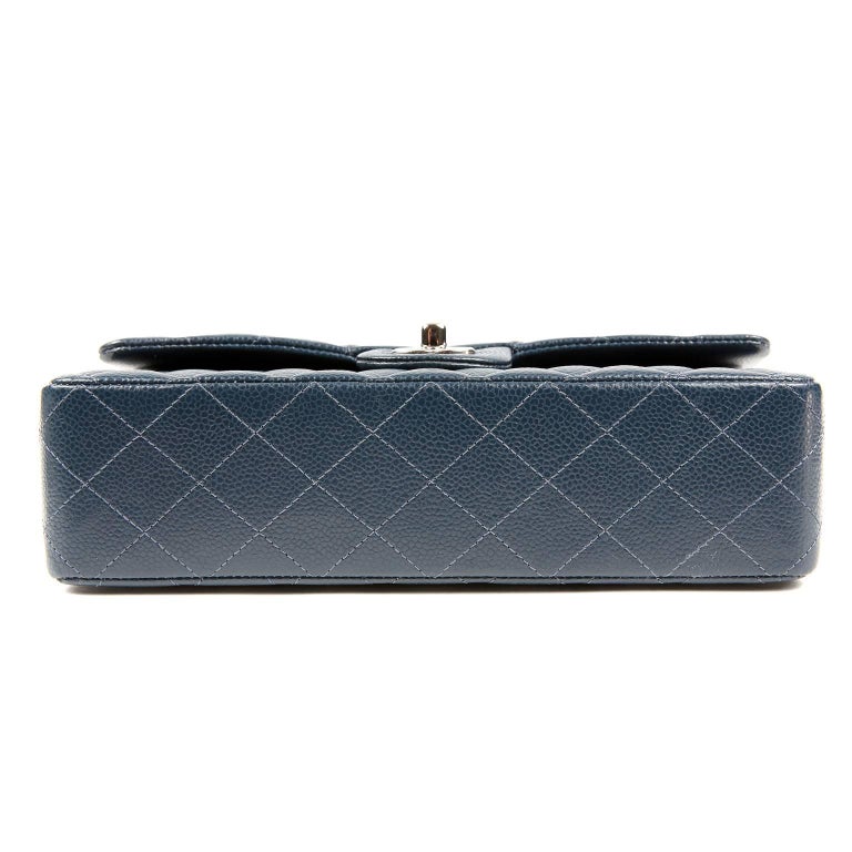 Chanel Navy Blue Caviar Classic Double Flap Bag with SHW at 1stDibs