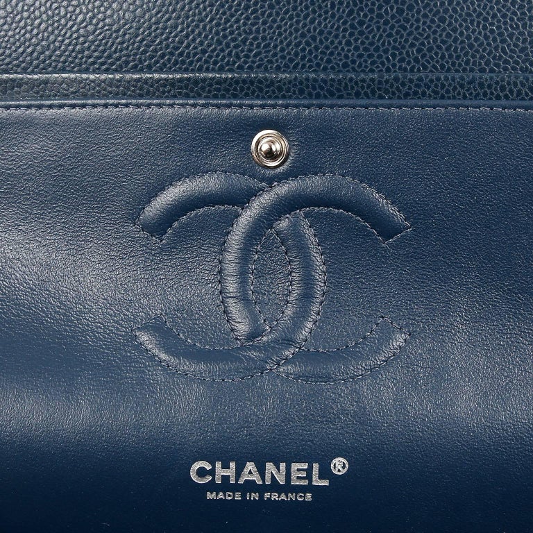 Chanel Navy Blue Caviar Classic Double Flap Bag with SHW at 1stDibs