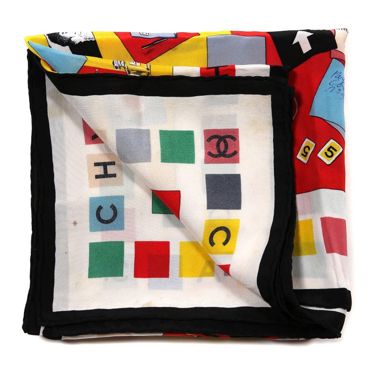 Chanel Red Silk Love Letters Scarf at 1stDibs | chanel printed scarf