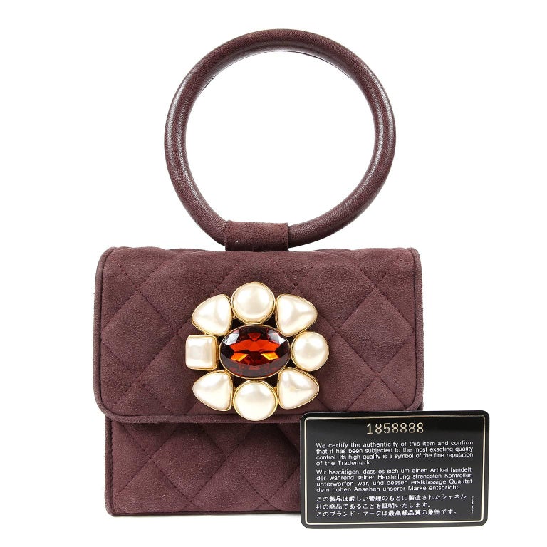 Chanel Wine Suede Gripoix Jeweled Evening Bag For Sale at 1stDibs