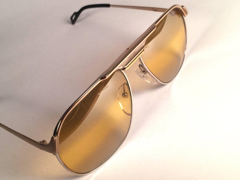 New Vintage Essilor Gold Double Mirror Lenses France 1970's Sunglasses ...