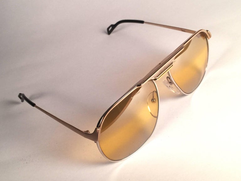 New Vintage Essilor Gold Double Mirror Lenses France 1970's Sunglasses ...