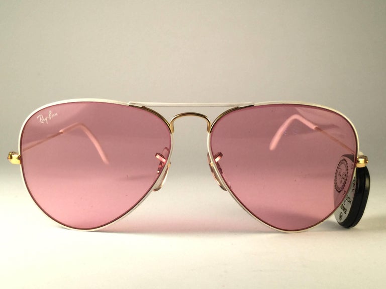 New Vintage Ray Ban Aviator Flying Colors White Rose Lenses B&L ...