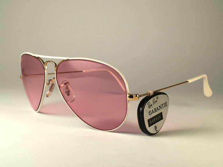 New Vintage Ray Ban Aviator Flying Colors White Rose Lenses B&L ...