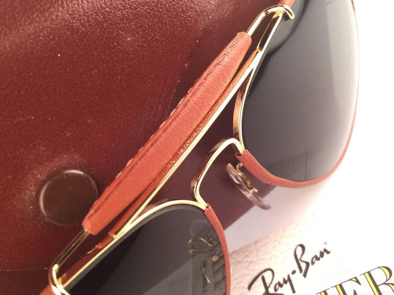 New Vintage Ray Ban Leathers Outdoorsman 62Mm G15 Sunglasses at 1stDibs ...