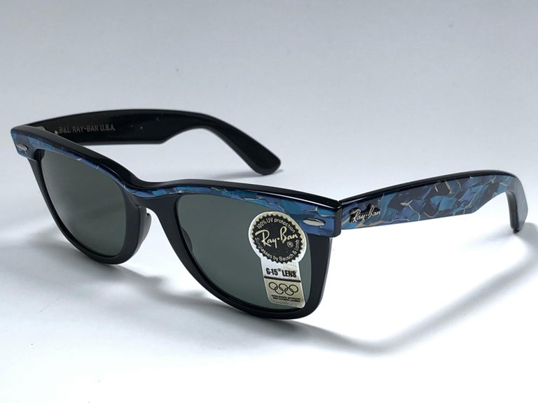 New Ray Ban The Wayfarer Blue / Black B&L G15 Grey Lenses USA 80's ...
