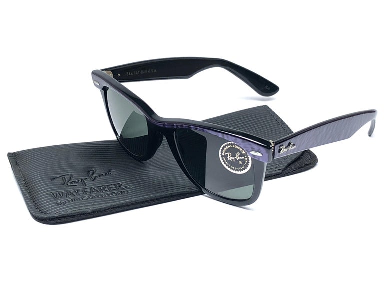 New Ray Ban The Wayfarer Purple / Black B&L G15 Grey Lenses USA 80's ...