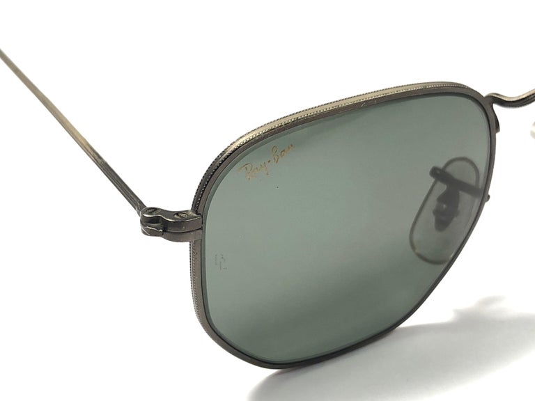 New Vintage Ray Ban Gun Metal Hexagonal G15 Grey Lenses B&L 1980's ...