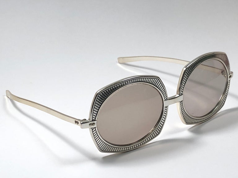 Vintage Renauld Silver Oversized Frame Brown Lens 1980 Sunglasses Made ...