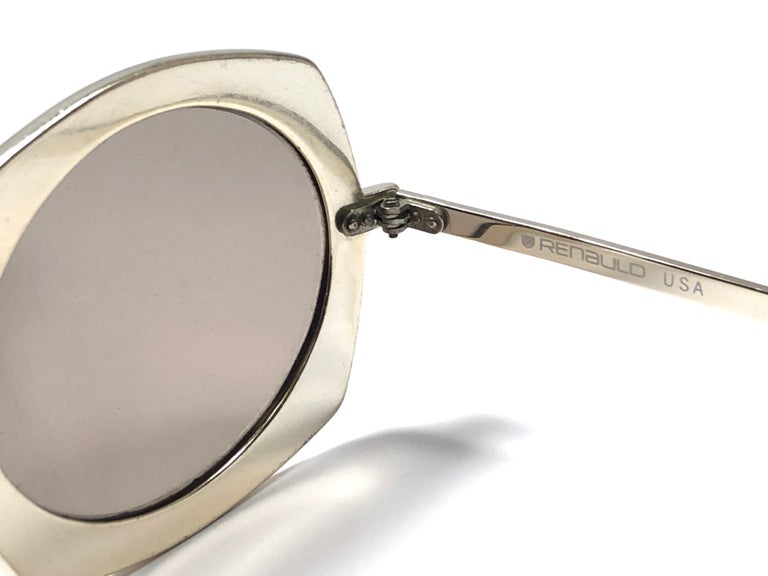 Vintage Renauld Silver Oversized Frame Brown Lens 1980 Sunglasses Made ...